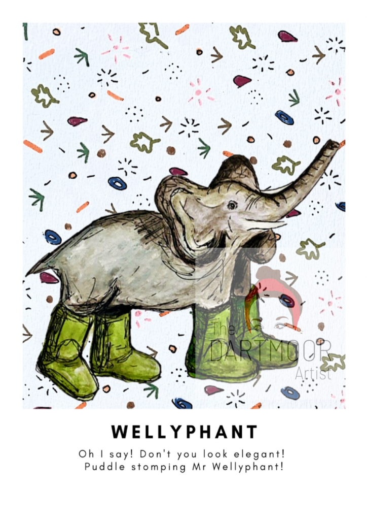 ‘Wellyphant’ Art Print – The Dartmoor Artist