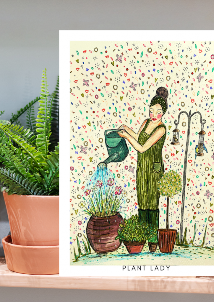 ‘Plant Lady’ Art Print – The Dartmoor Artist